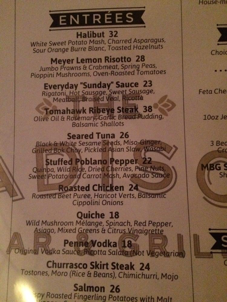 Menu at The Madison Bar & Grill, Hoboken