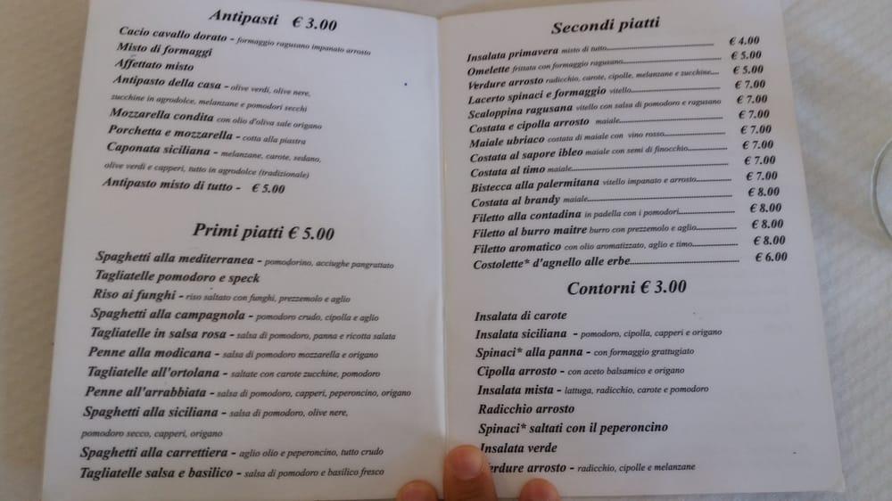 Menu da Trattoria la Bettola ristorante, Ragusa