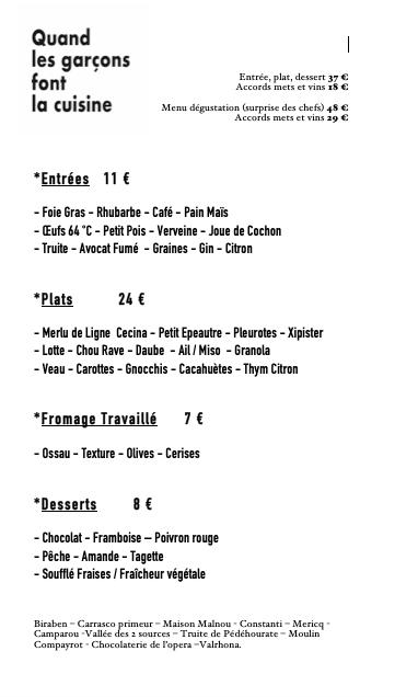 Menu au Maynats Pau restaurant, Pau