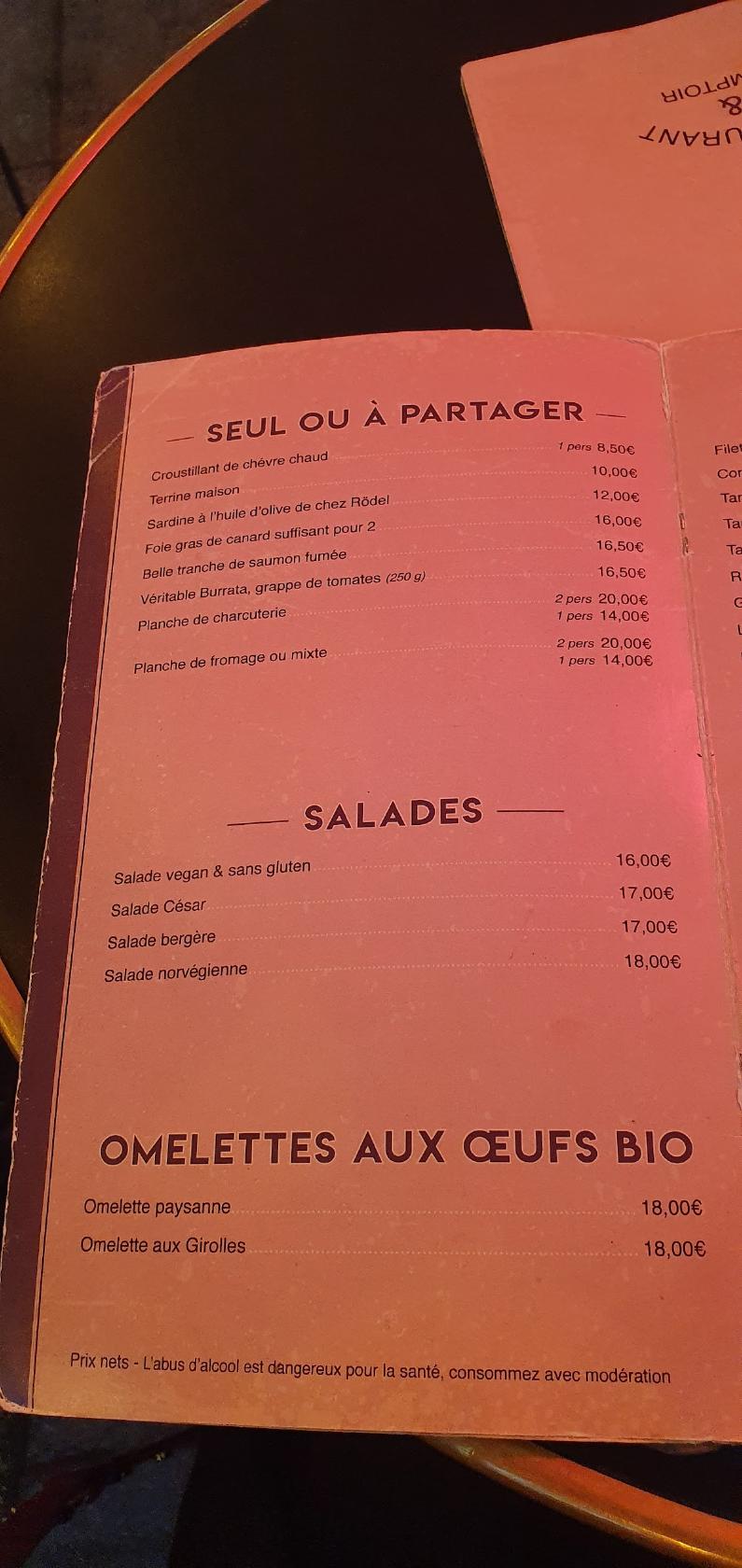 Menu au Polly Maggoo pub et bar, Neuilly-sur-Seine