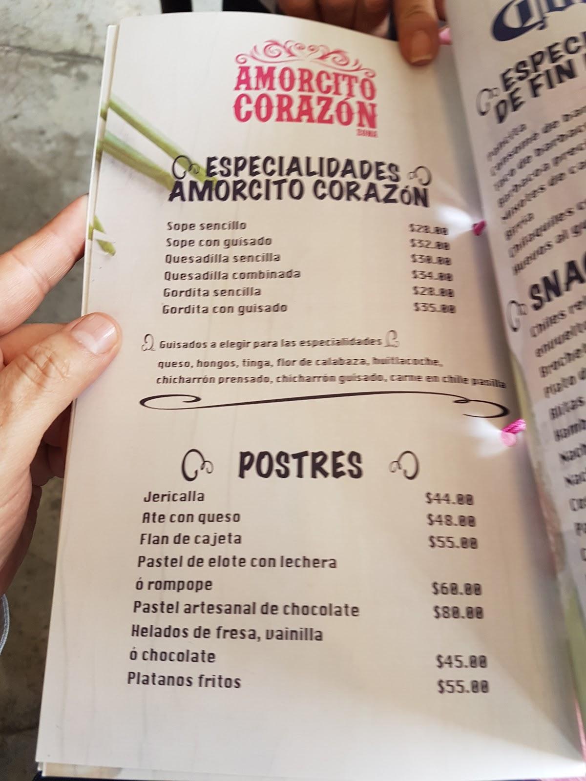 Carta del restaurante Amorcito Corazon Zona, Ciudad López Mateos, Manzana 4