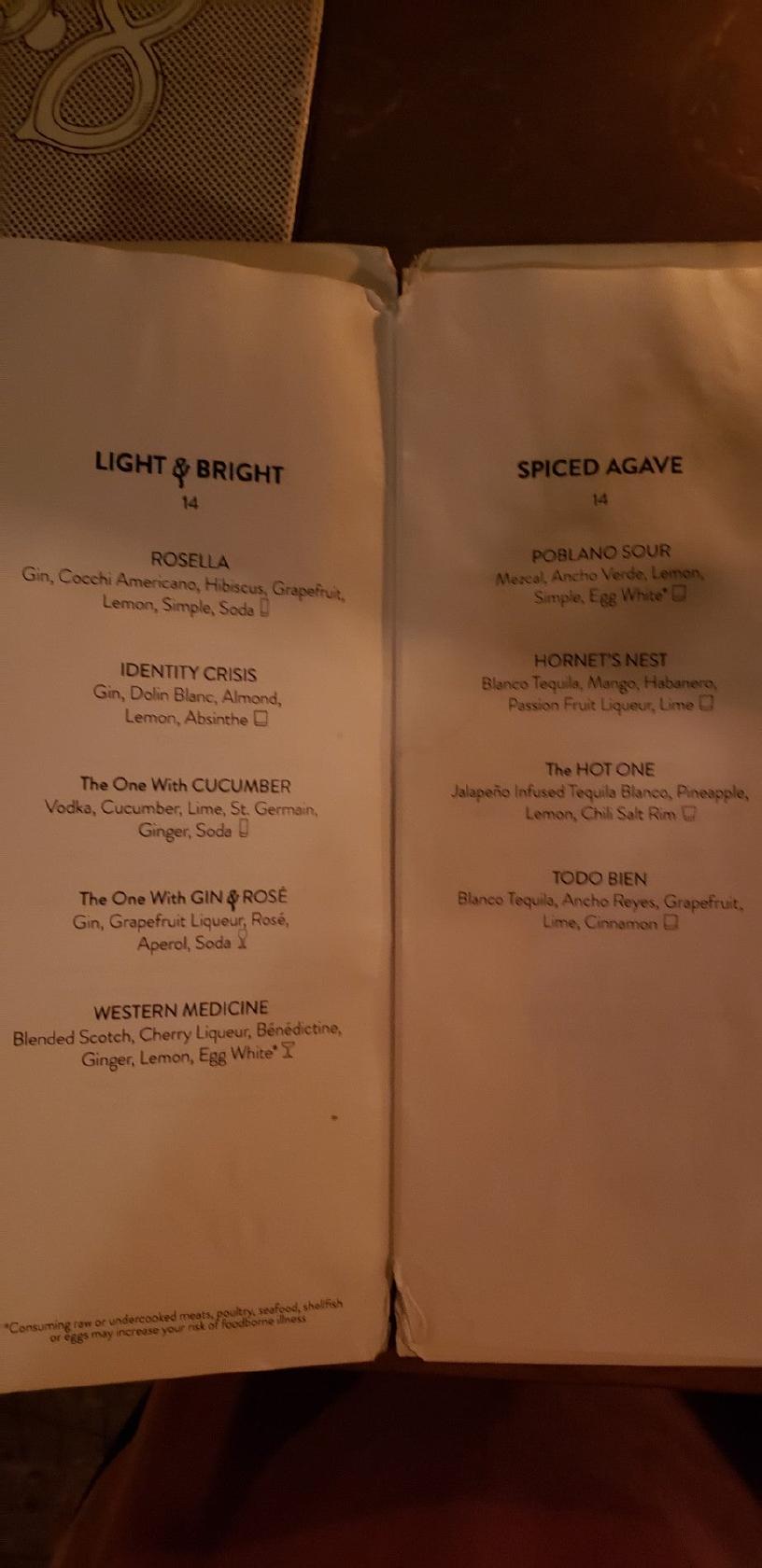 Menu at Ampersand pub & bar, New York City, 294 3rd Ave