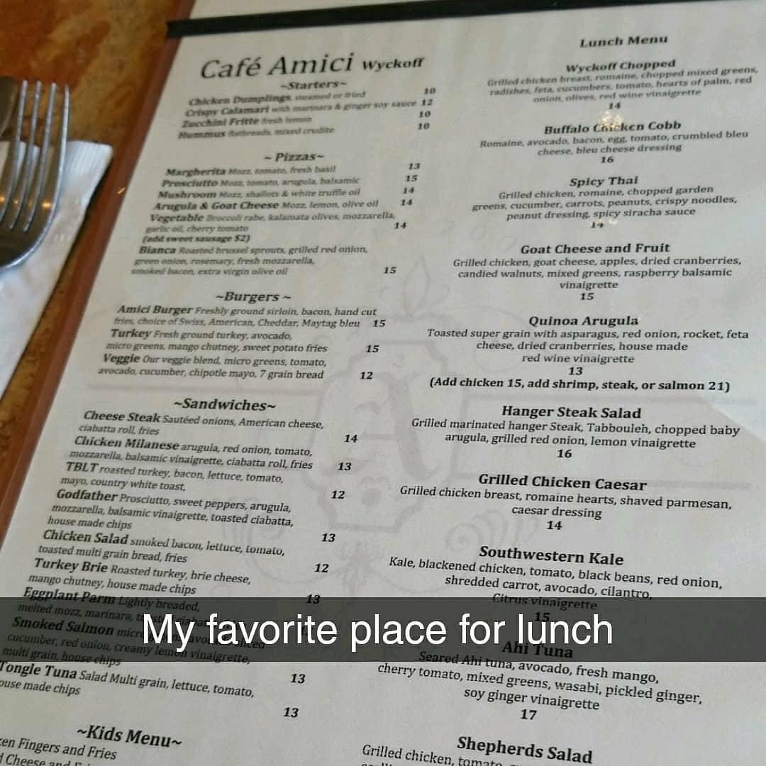 Menu at Cafe Amici, Wyckoff, 315 Franklin Ave #2096