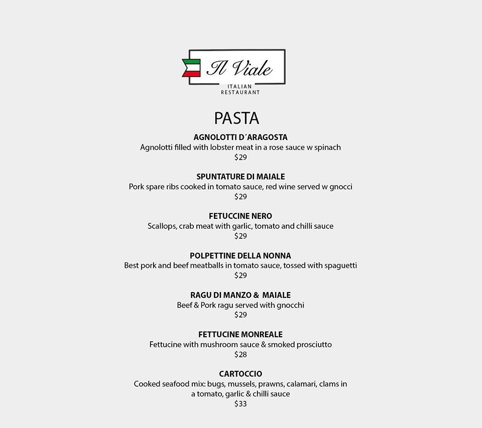 Menu at Il Viale Italian Restaurant, Graceville