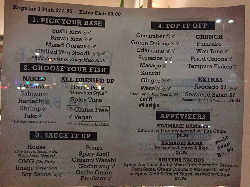 Menu at Poke Poke Fish Bar, Santa Clara