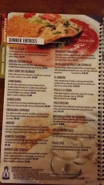 Menu at Azul Tequila Bar & Grill, Hudson