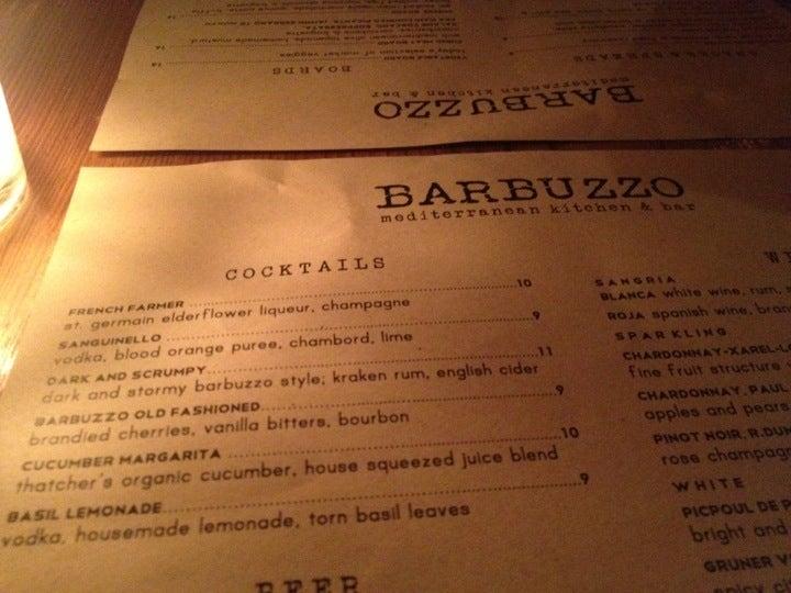 Menu at Barbuzzo, Philadelphia