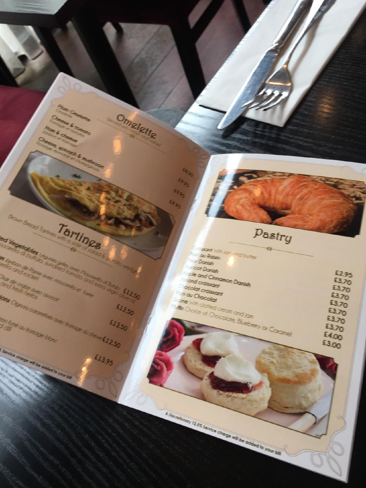 Menu at Cafe De Pierre, London, Albemarle House