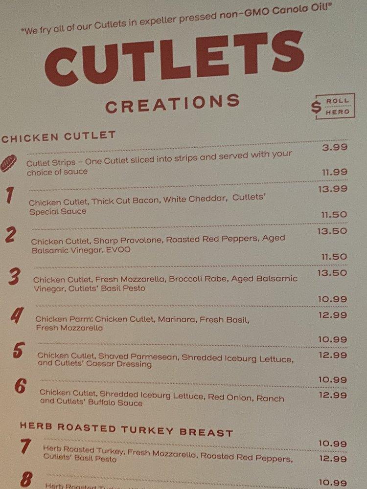 Menu at Cutlets Sandwich Co restaurant, New York City, 158 N 12th St