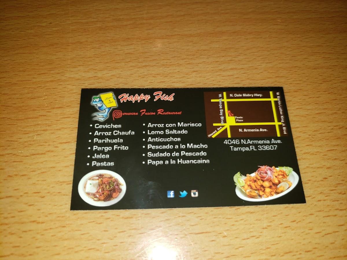 Menu at Happy Fish restaurant, Tampa