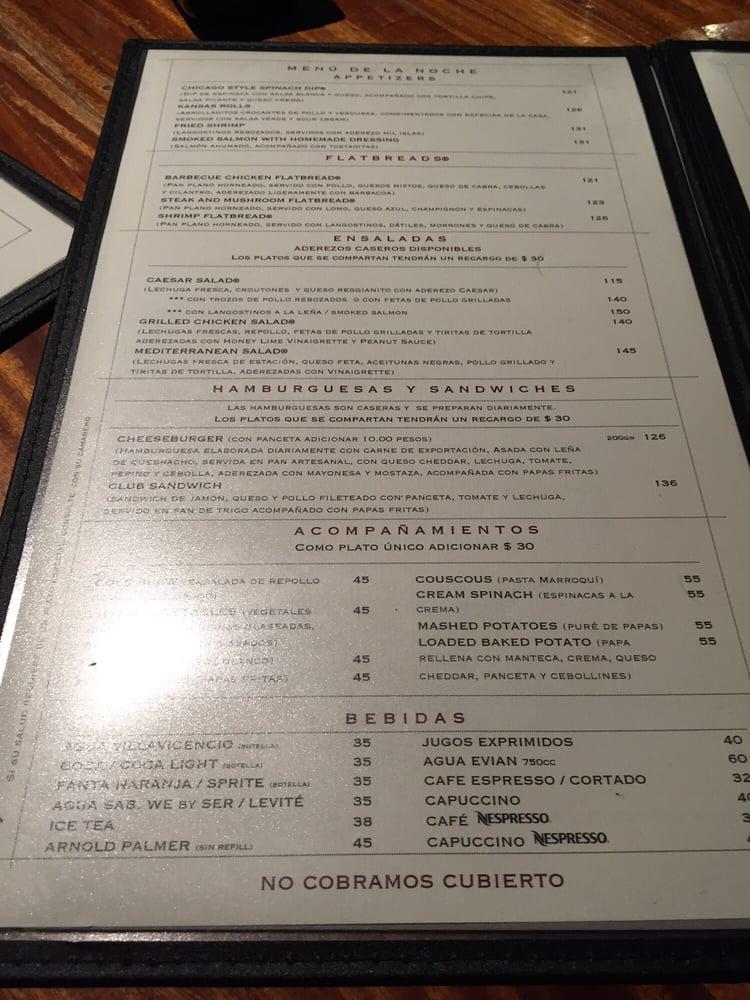 Carta del restaurante Kansas, San Isidro, Av. del Libertador 15089