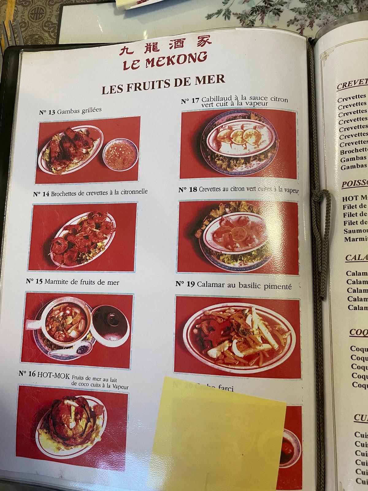 Menu au Le Mekong restaurant, Belley