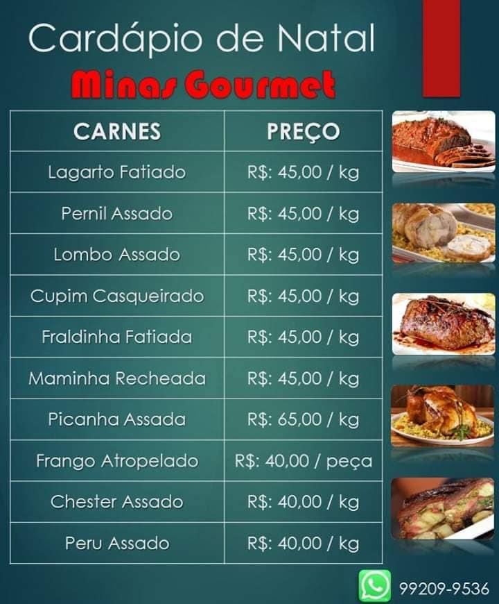 Menu at Minas Gourmet restaurant, Uberlândia