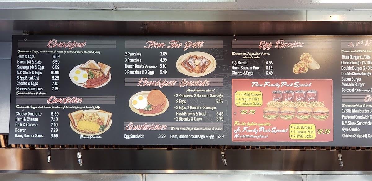 Menu at Mr. J's Char Burgers restaurant, Fontana