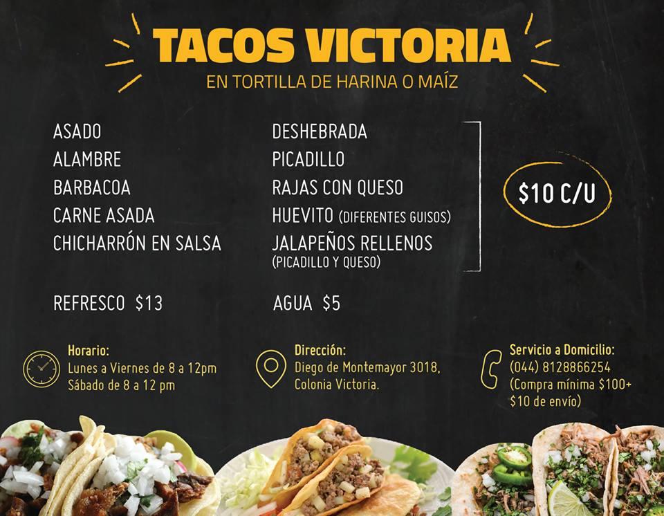 Menu at Tacos mañaneros "Victoria", Monterrey