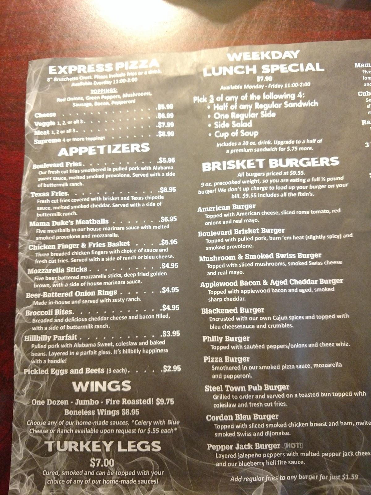 Menu at BlackJack BBQ, Burnham