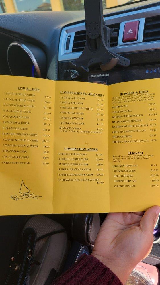 Menu at Cape Cod Fish & Chips restaurant, Sacramento