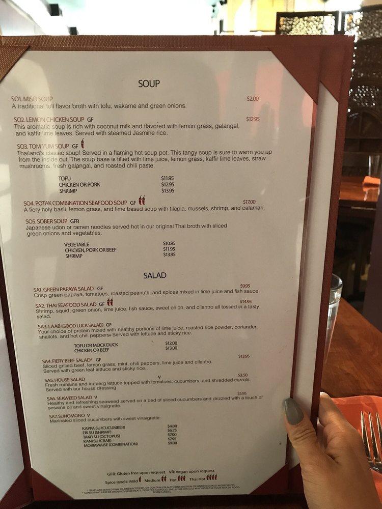 Menu at Soberfish restaurant, Minneapolis
