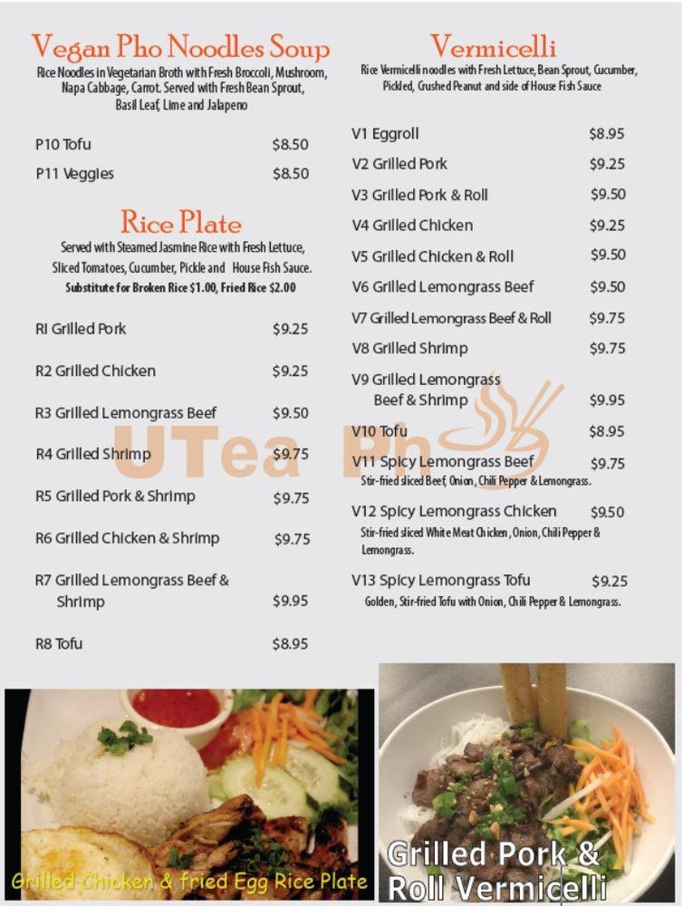 Menu at UTea Pho pub & bar, Austin