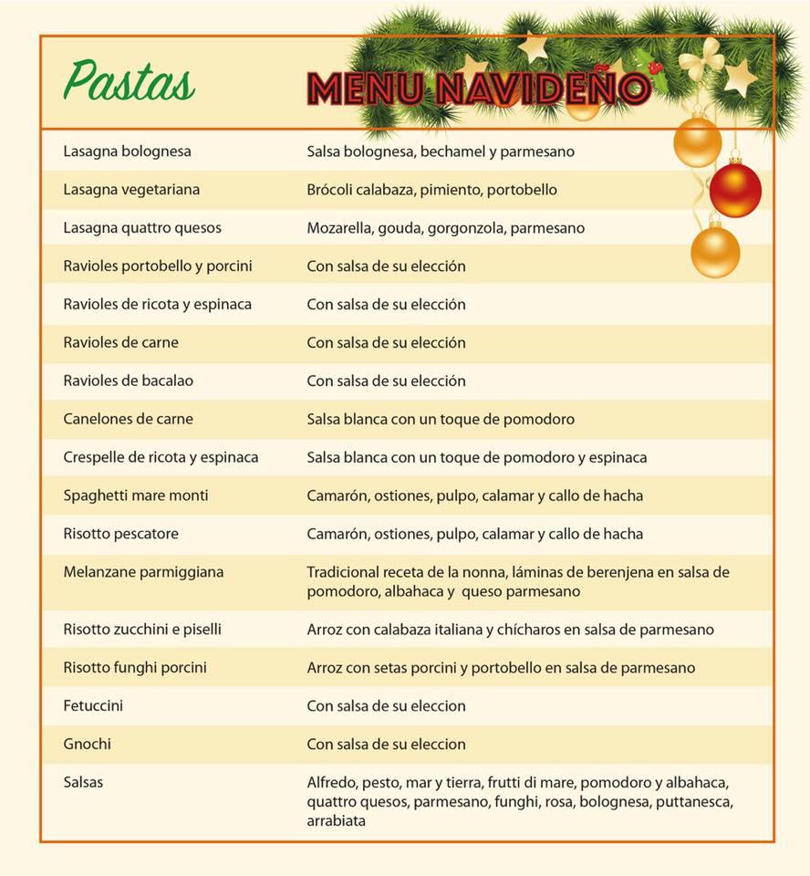 Menu at Cooperativa Il Sole restaurant, Mexico City