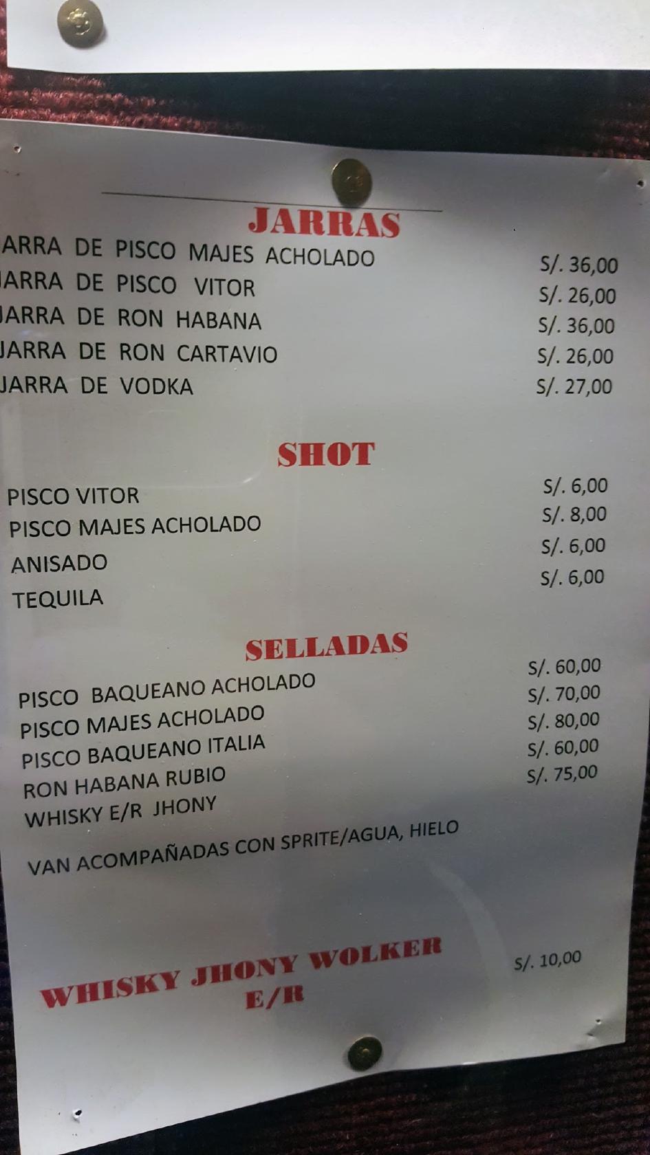 Carta del restaurante el che, Arequipa, Cl. San Francisco 221