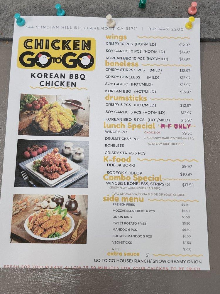 Menu at Go to Go Chicken restaurant, Claremont