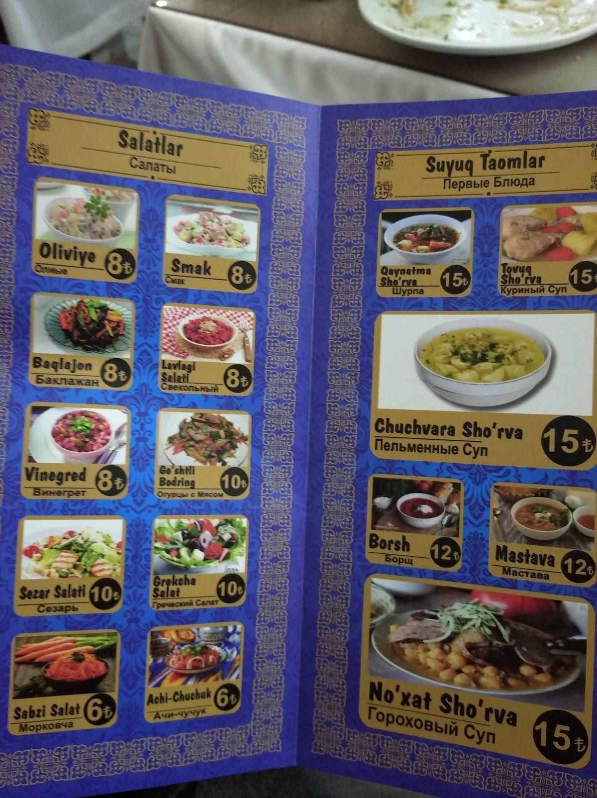 Menu at Han Atlas Üzbek Restaurant, Istanbul