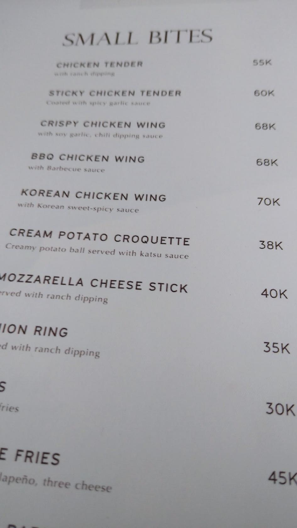 Menu at Hoods Coffee cafe, Batam