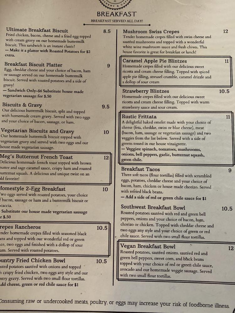 Menu at Indulgence Bakery & Cafe, Las Cruces