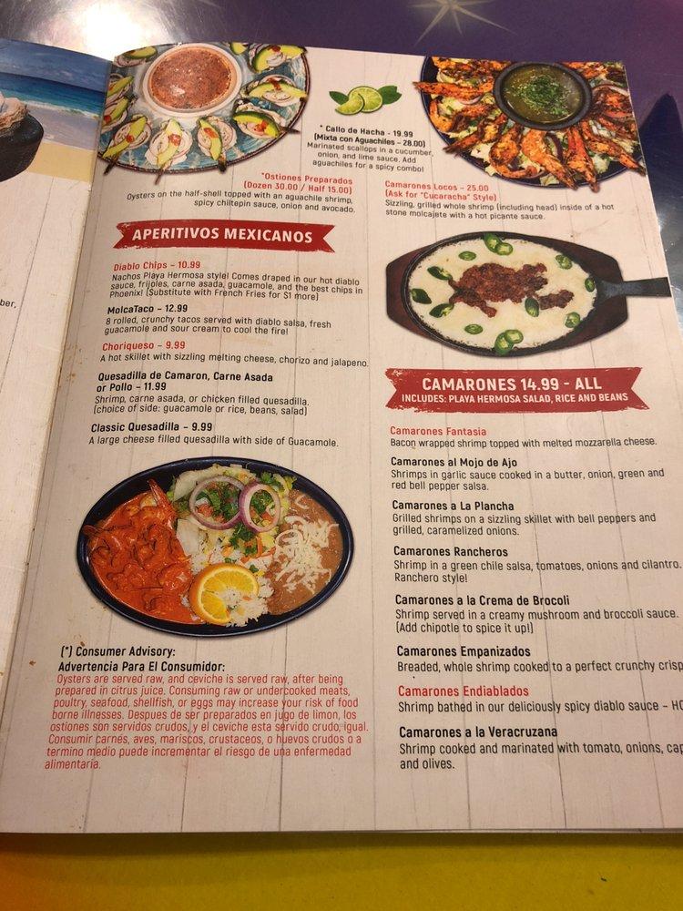 Menu at Mariscos Playa Hermosa pub & bar, Phoenix