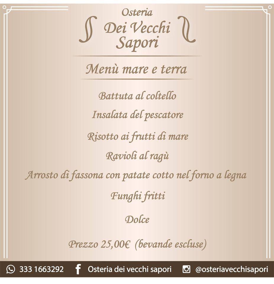 Menu da Osteria dei Vecchi Sapori ristorante, Savigliano