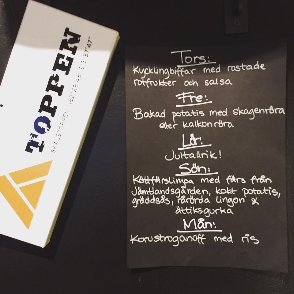 Menu at Restaurang Toppen restaurant, Vemdalsskalet, Skalsfjällstoppen ...