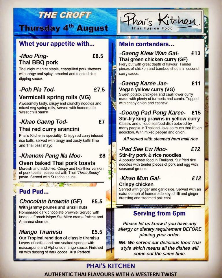 Menu at The Croft Restaurant, Bourton-on-the-Water