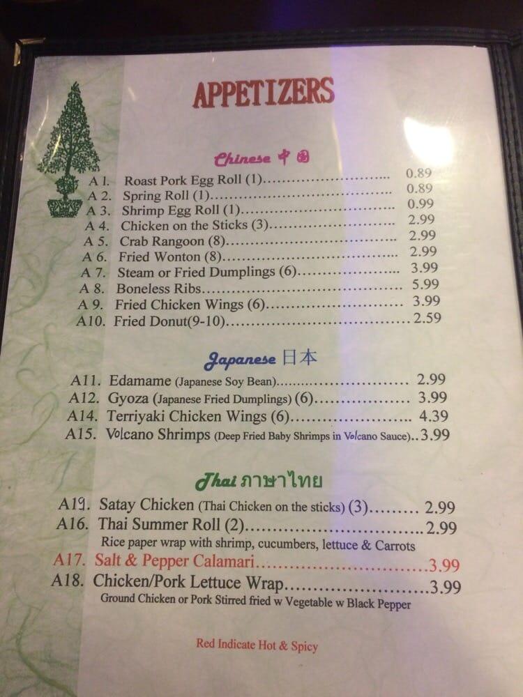 Menu at Ali Asian Cuisine restaurant, Mount Vernon