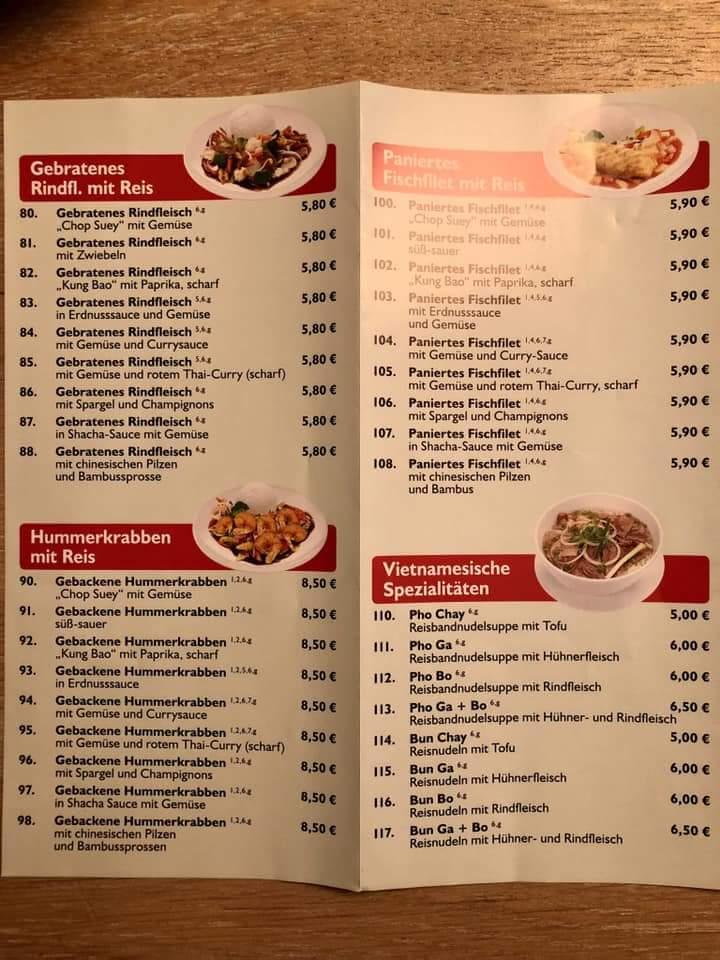 Menu at Asia Express restaurant, Eisenach