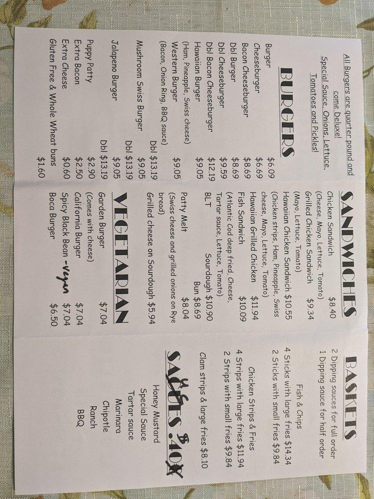 Menu at Burgers Landing restaurant, Port Hadlock-Irondale