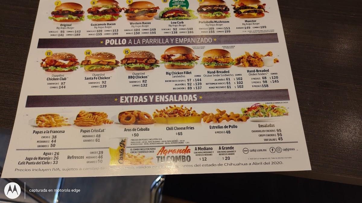 Carta del restaurante Carl's Jr., Ciudad Juarez, Av. Paseo Triunfo del ...
