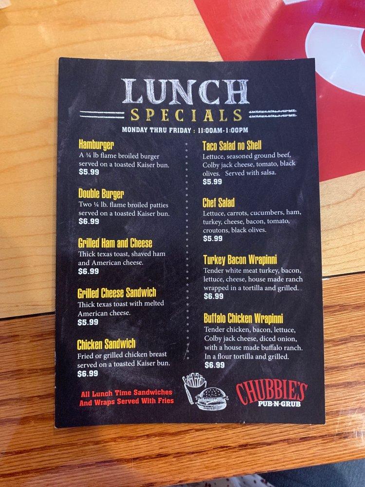 Menu at Chubbies Pub And Grub, Syracuse