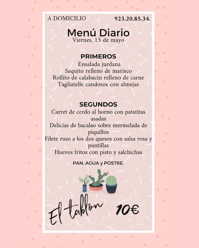 Menu at El Tablón Salamanca pizzeria, Carbajosa de la Sagrada