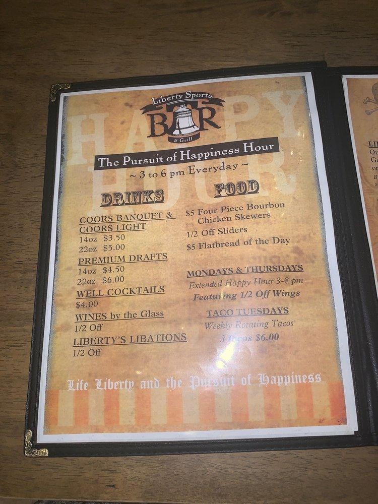 Carta de Liberty Sports Bar and Grill, Mammoth Lakes