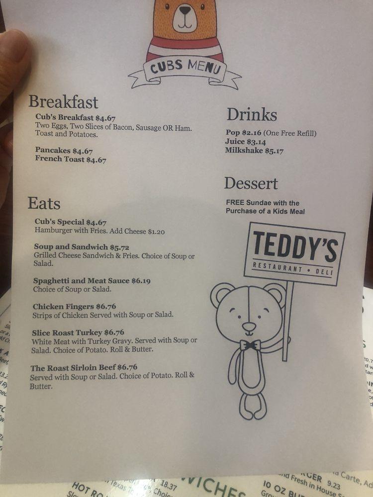 Menu at Teddy's Restaurant & Deli, Oshawa