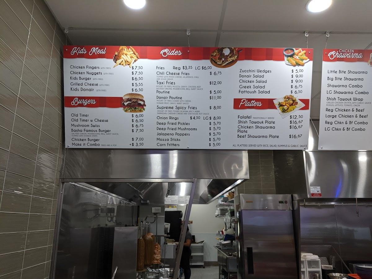 Menu at Basha Donair & Shawarma fast food, Leduc, 50 St