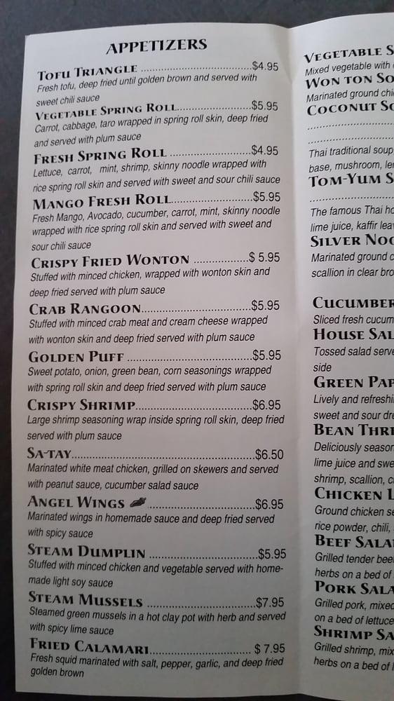 Menu at Bee's Thai Cuisine restaurant, Providence