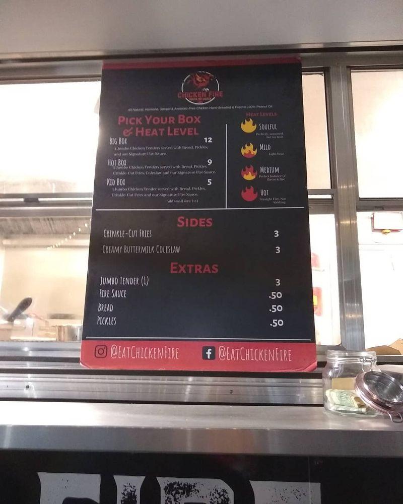 Menu at Chicken Fire restaurant, Orlando