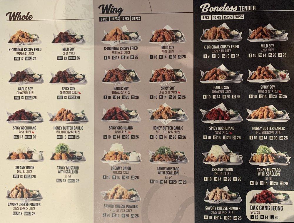 Carta de K*Chick Korean Fried Chicken, Edmond