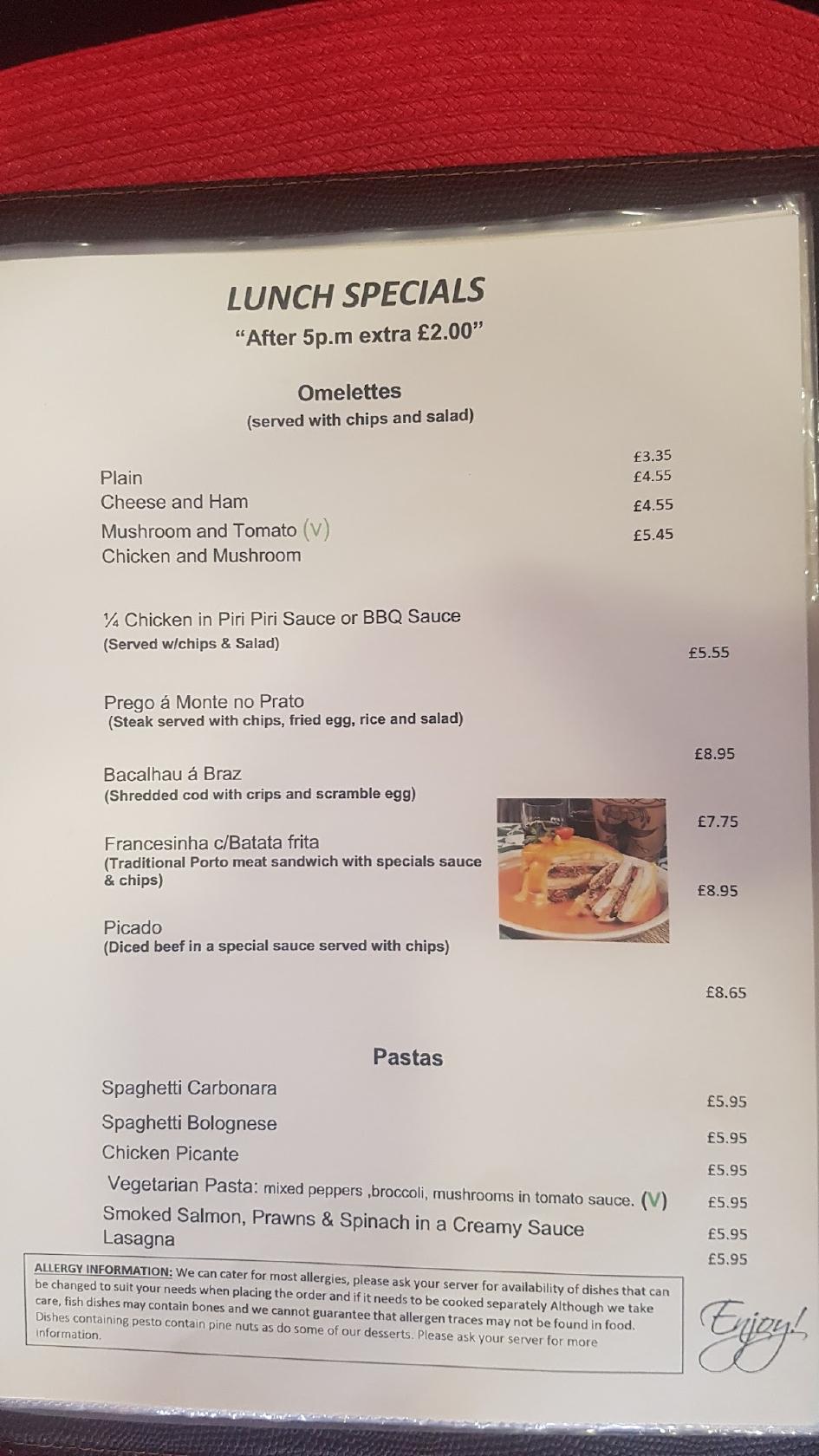 Menu at Monte Cafe & Restaurant, Southend-on-Sea