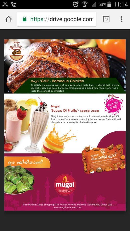 Menu at Mugal Restaurant, Abu Dhabi, Near LLH Electra PH: 02 634 2143