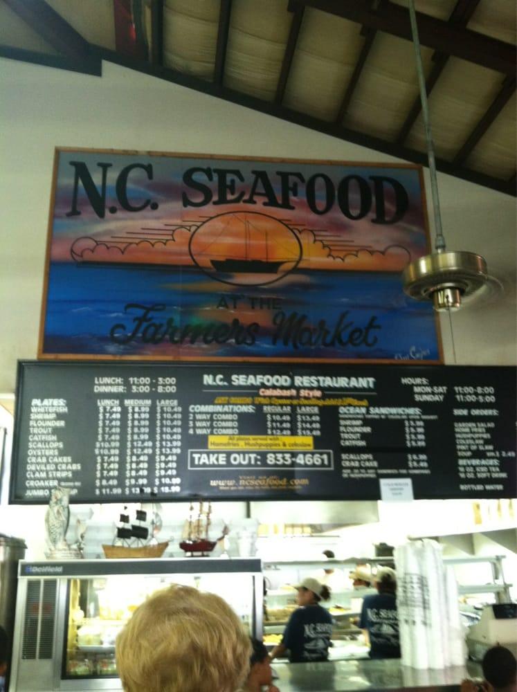 Menu at N.C. Seafood Restaurant at the Farmers Market, Raleigh ...