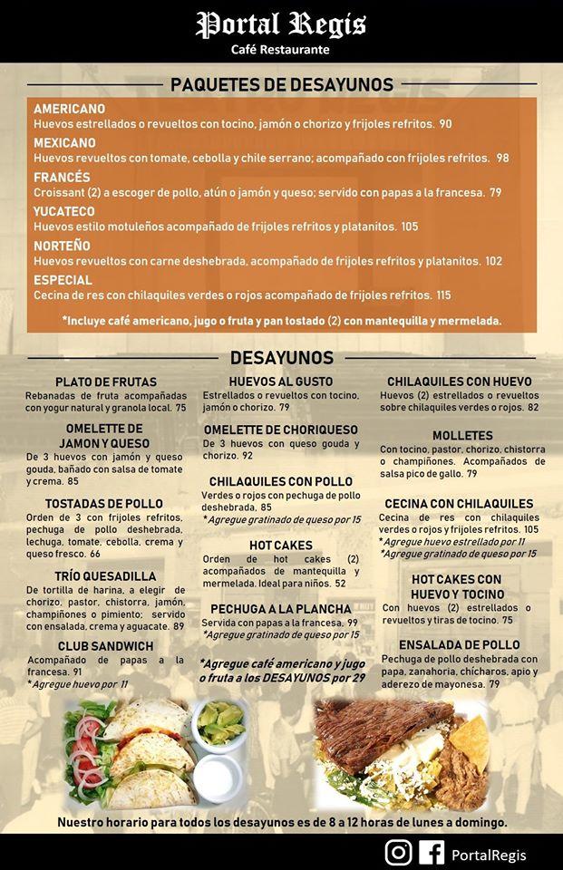 Menu at Portal Regis - Café Restaurante, Ciudad del Carmen