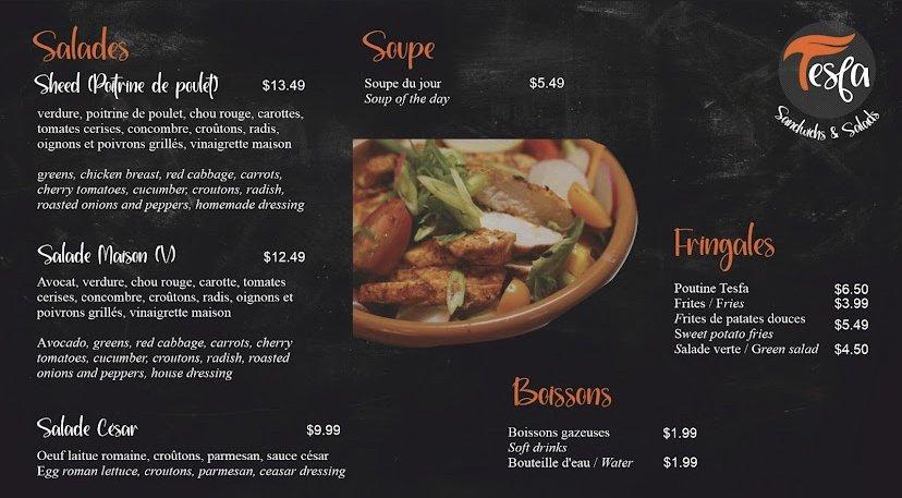 Menu At Tesfa Restaurant Montréal Av Papineau